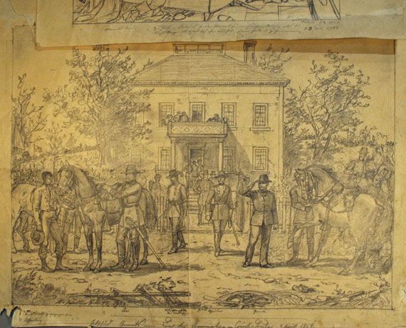 Karl Jauslin (1842-1904) - Zeichnung, Abschied General Grants von Lee ...